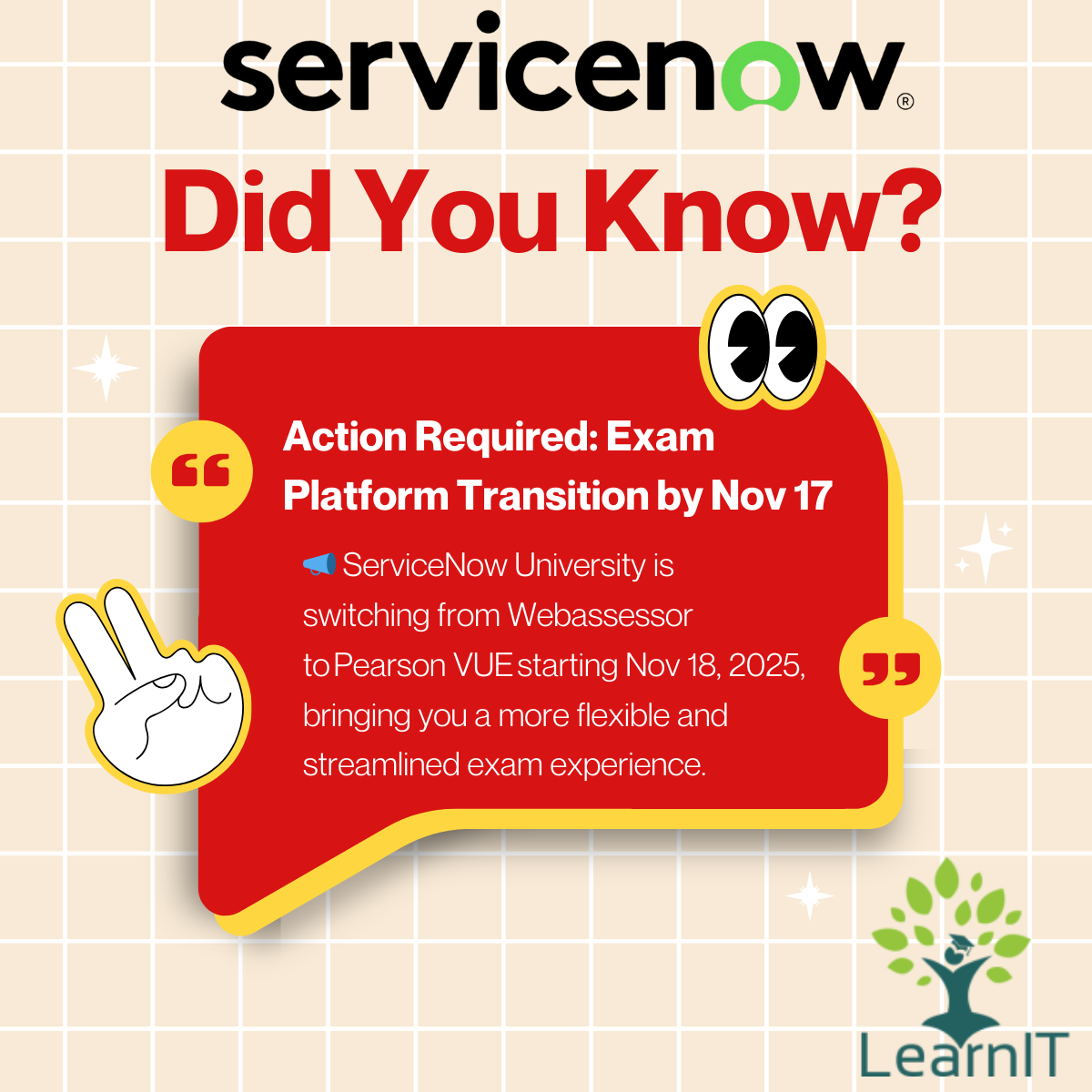 ServiceNow Exam Platform Transition by Nov 17 from Webassessor to Pearson VUE - Prashant Kumar ...