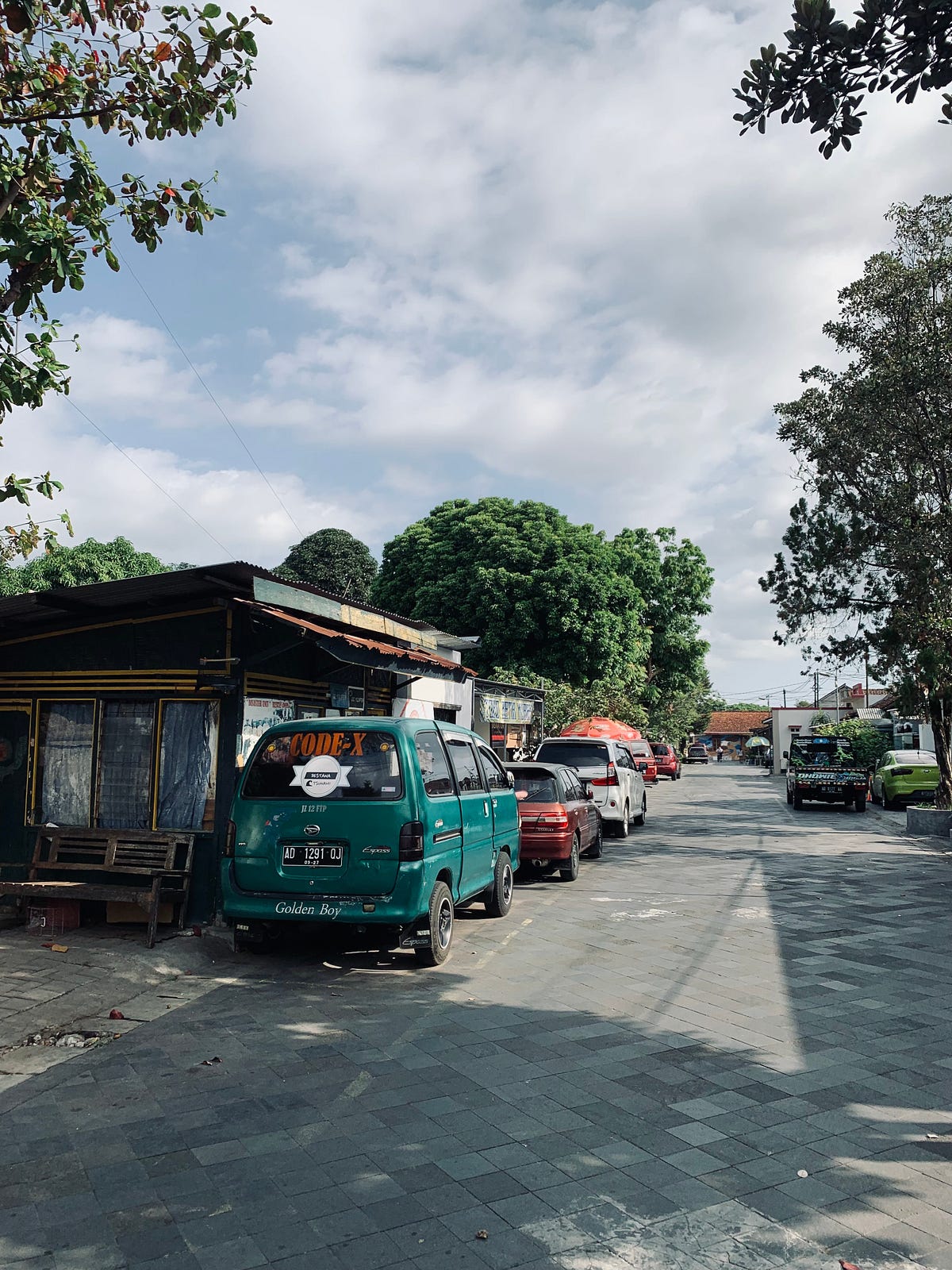 The photo is a clear picture of the old city transportation waiting for ...