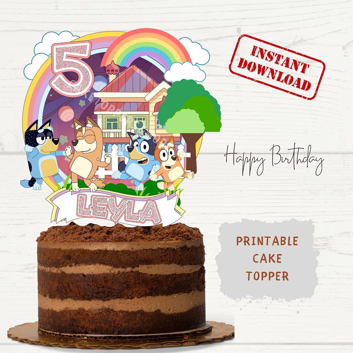 DIGITAL BLUE DOG Cake Topper — Cartoon Blue Dog Themed Digital ...