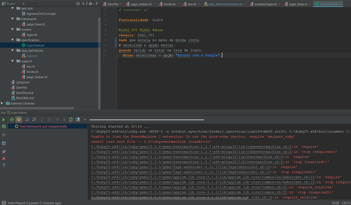 Resolvendo o Erro de EventMachine ao rodar o Appium no Windows (Ruby). | by Reinaldo Mateus ...