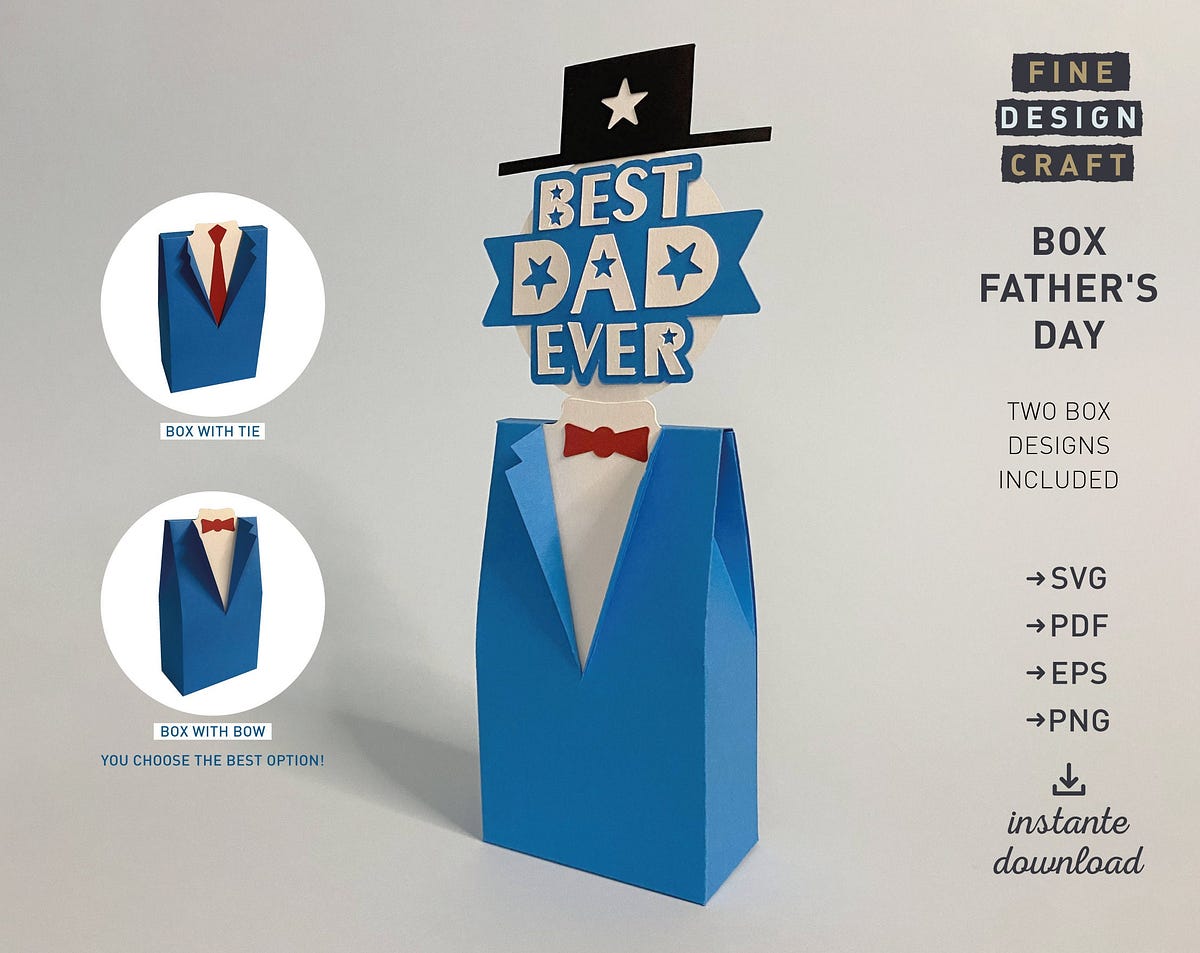 Father’s Day Gift Box, 3D Best DAD Ever Gift Box SVG, Happy Father’s ...
