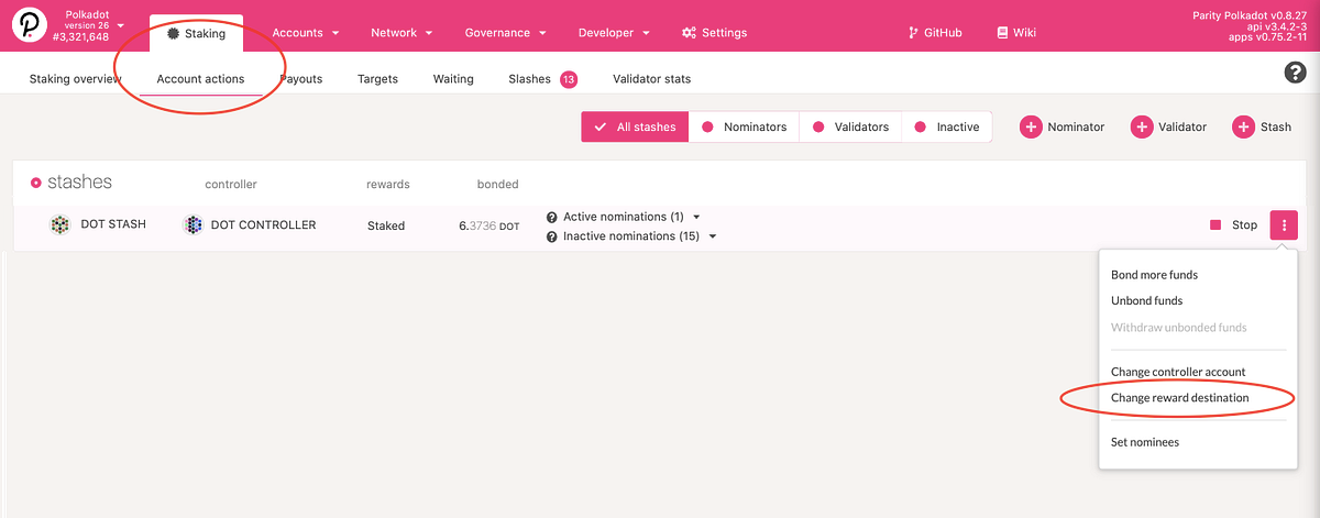 STEPS ON HOW TO CHANGE THE DESTINATION ACCOUNT OF YOUR STAKING REWARDS ...