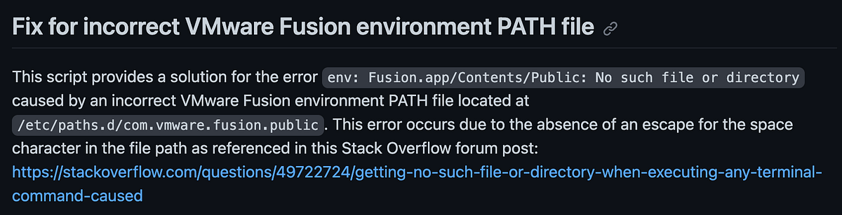Fix for “env: Fusion.app/Contents/Public: No such file or directory” | by Erik Santana | Medium