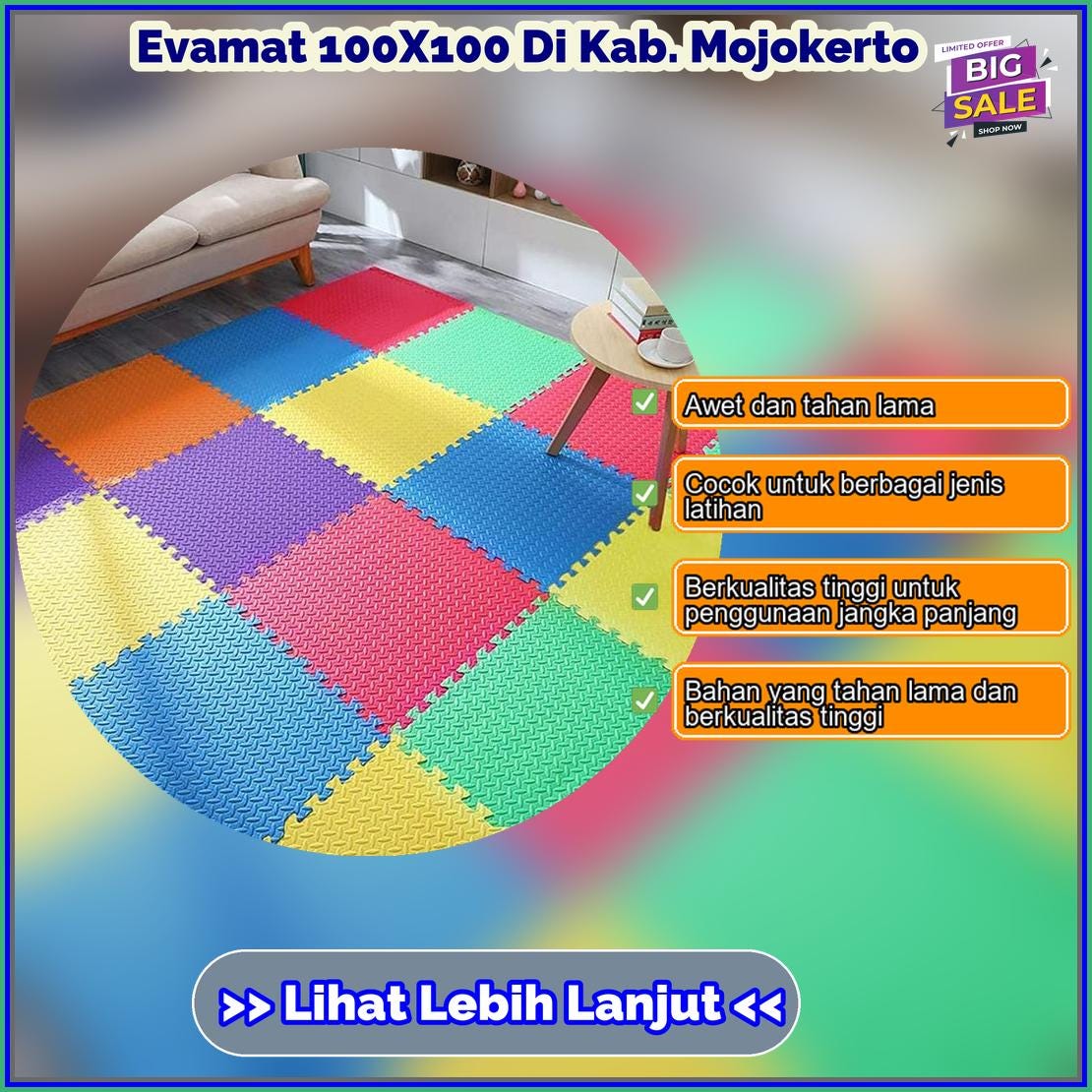Evamat 100X100 Di Kab Mojokerto - Harga Matras Olahraga Sekolah - Medium