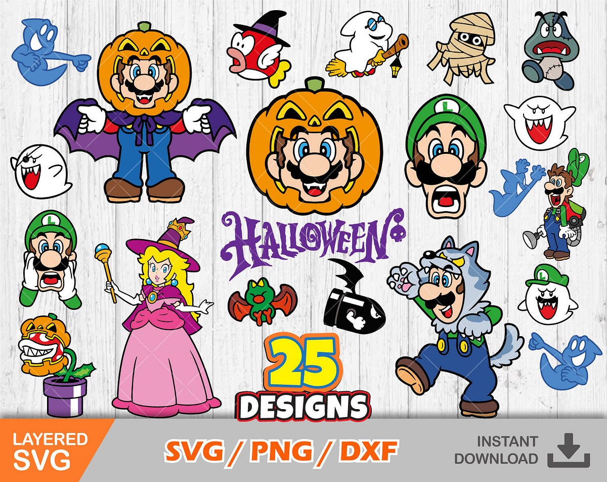 Super Mario Halloween clipart bundle, Halloween svg cut files for ...