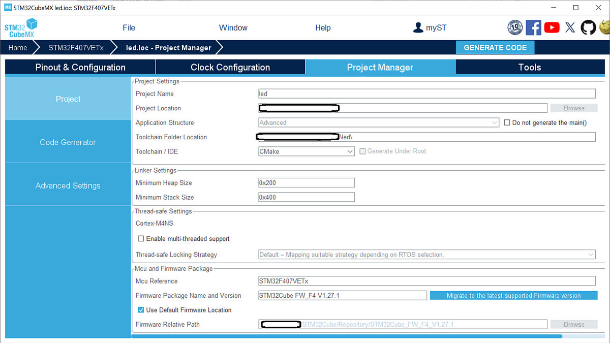Build Cmake Using Stm32cubemx And Vscode In Stm32f407 In Windows 10 7888
