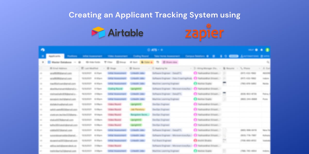 Creating an Applicant Tracking System using Airtable and Zapier in 7 ...