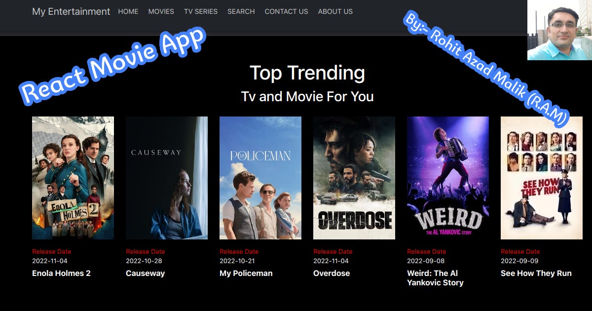 Movies and TV Series Searching App in React JS | Movies App | React App | ReactJs Project | 2022 ...