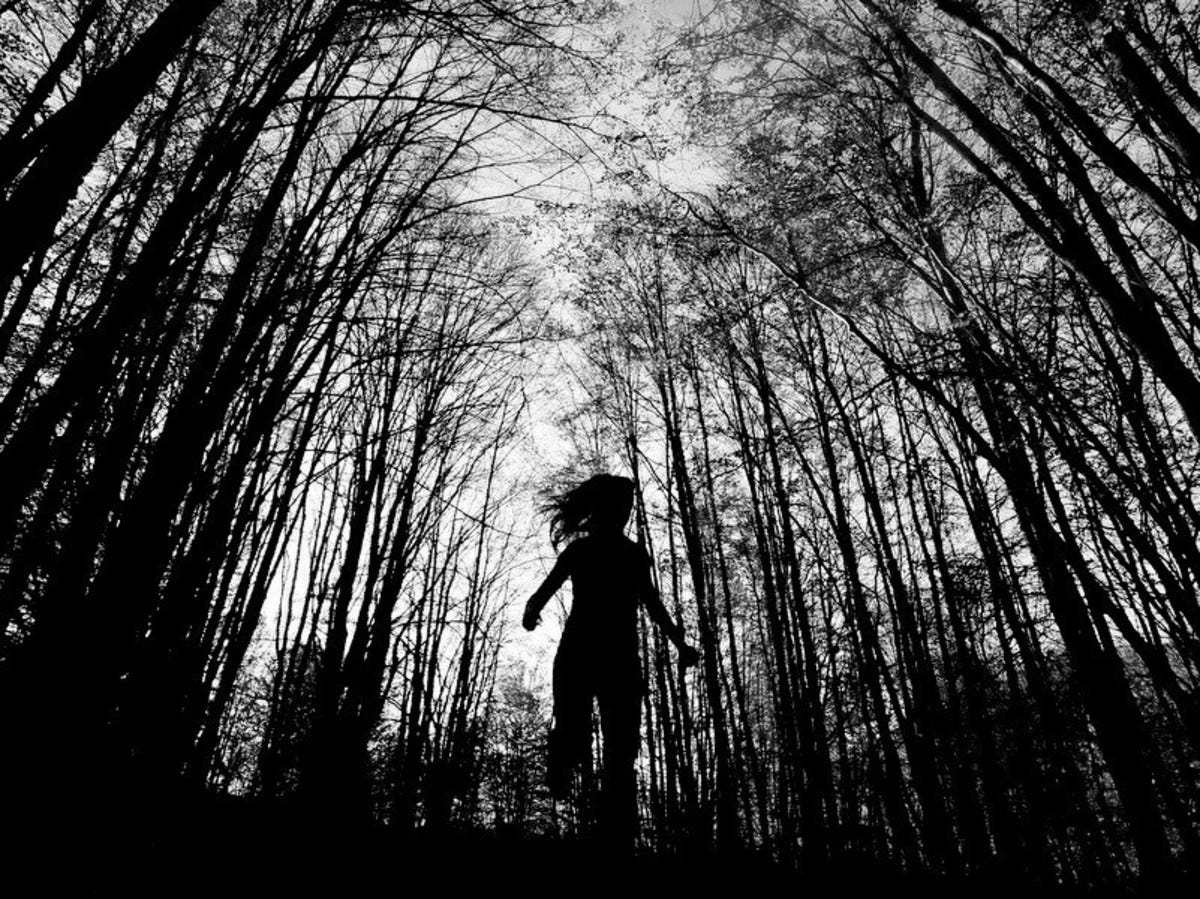 Woman Running Scared Silhouette