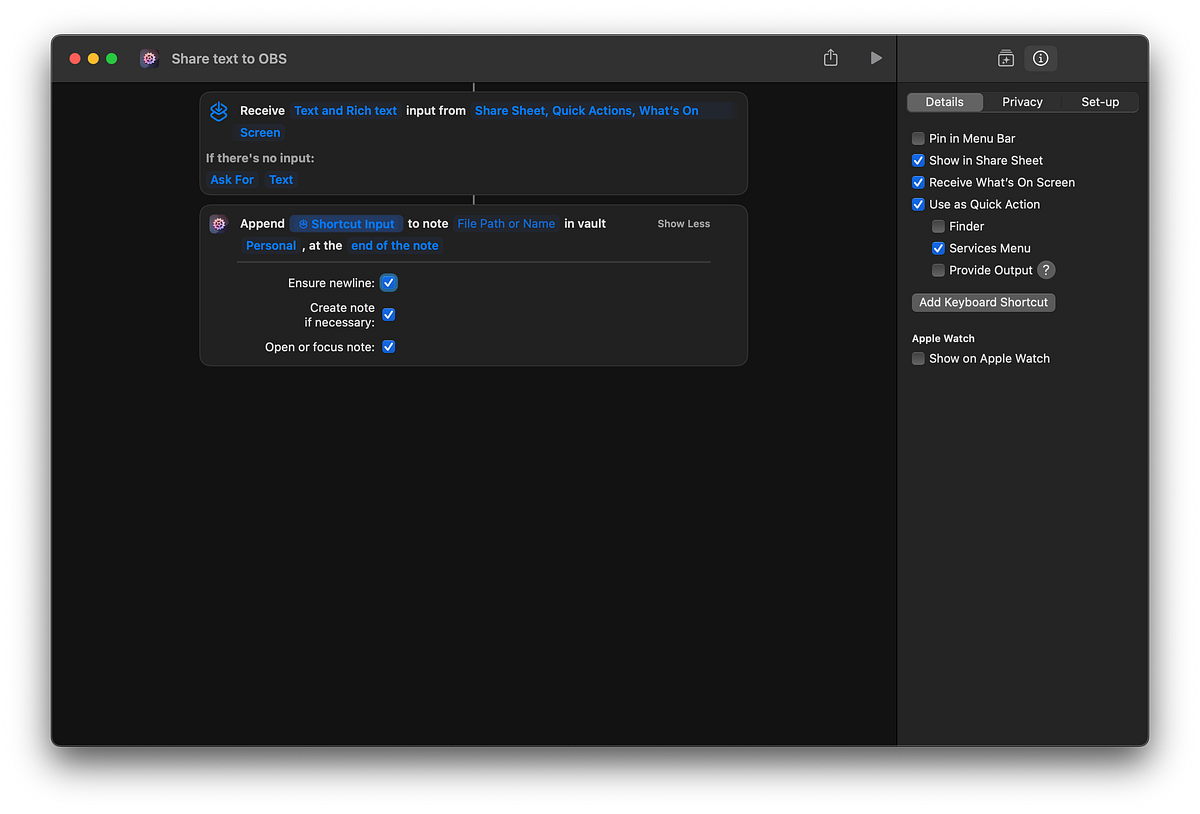 Bring the power of Apple Shortcuts to Obsidian | by Chris Chinchilla ...