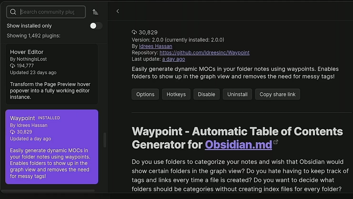 Automatic File Indexes in Obsidian: The Waypoint Plugin | by Animal Cracker Studios | Medium