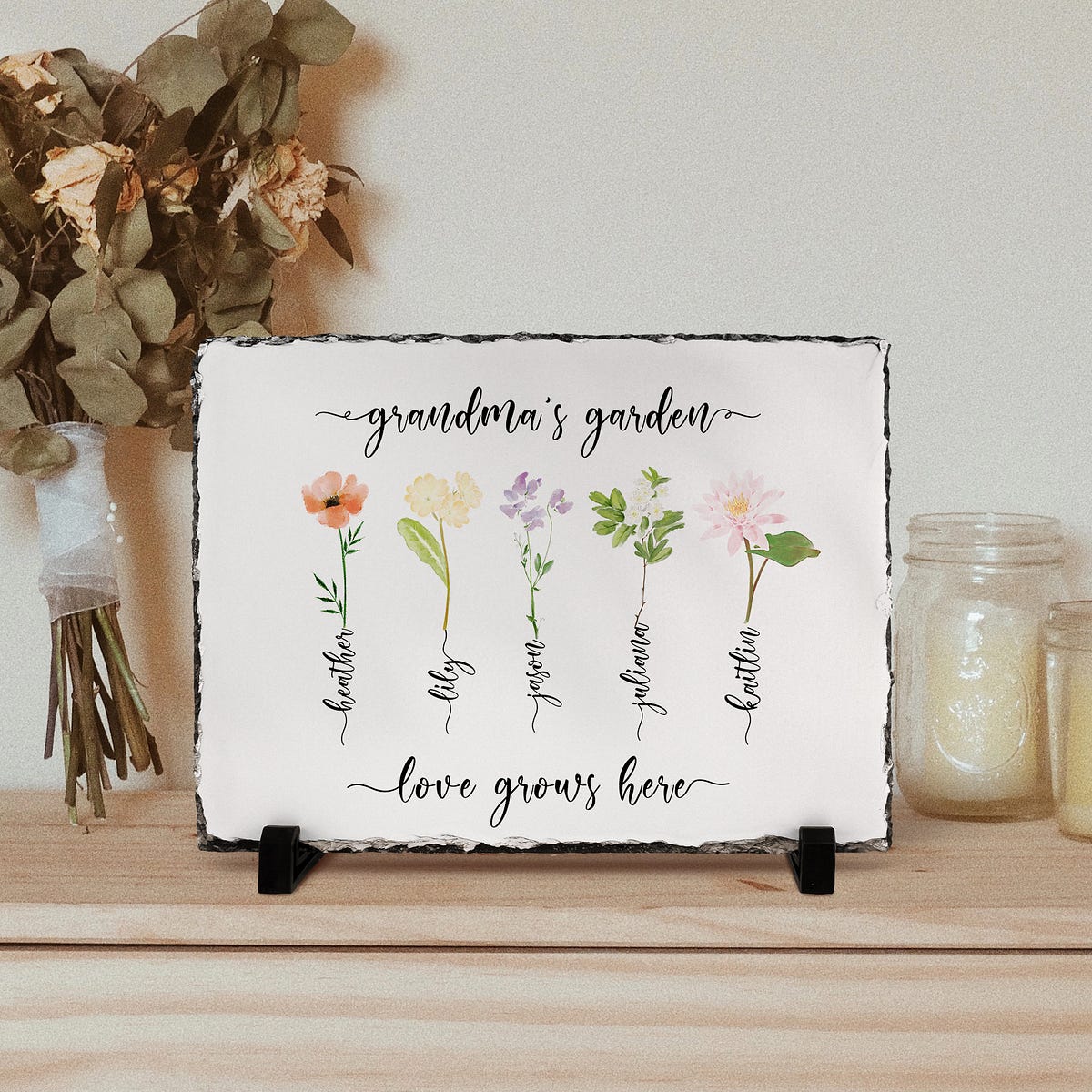 Custom Bonus Mom Birth Month Flower Gift Slate Plaque, Mother’s Day ...