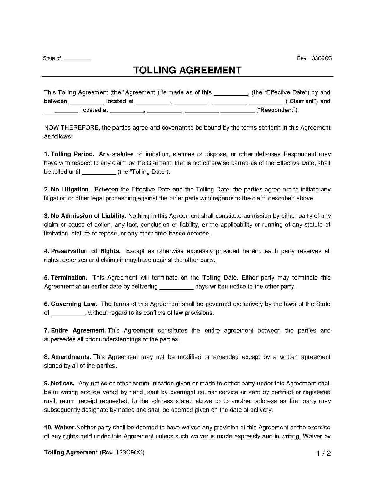 TOLLING AGREEMENT at templateshunter | by templatehunters | Medium