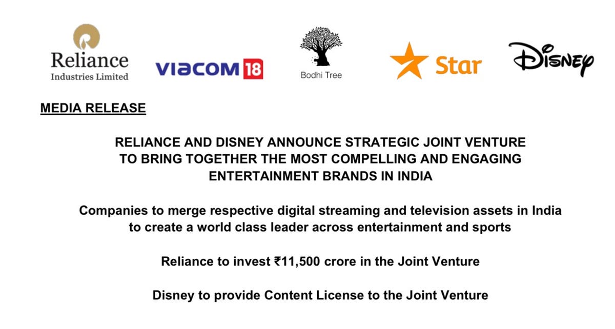 RELIANCE AND DISNEY ANNOUNCE STRATEGIC JOINT VENTURE | by Rohit Bansal ...