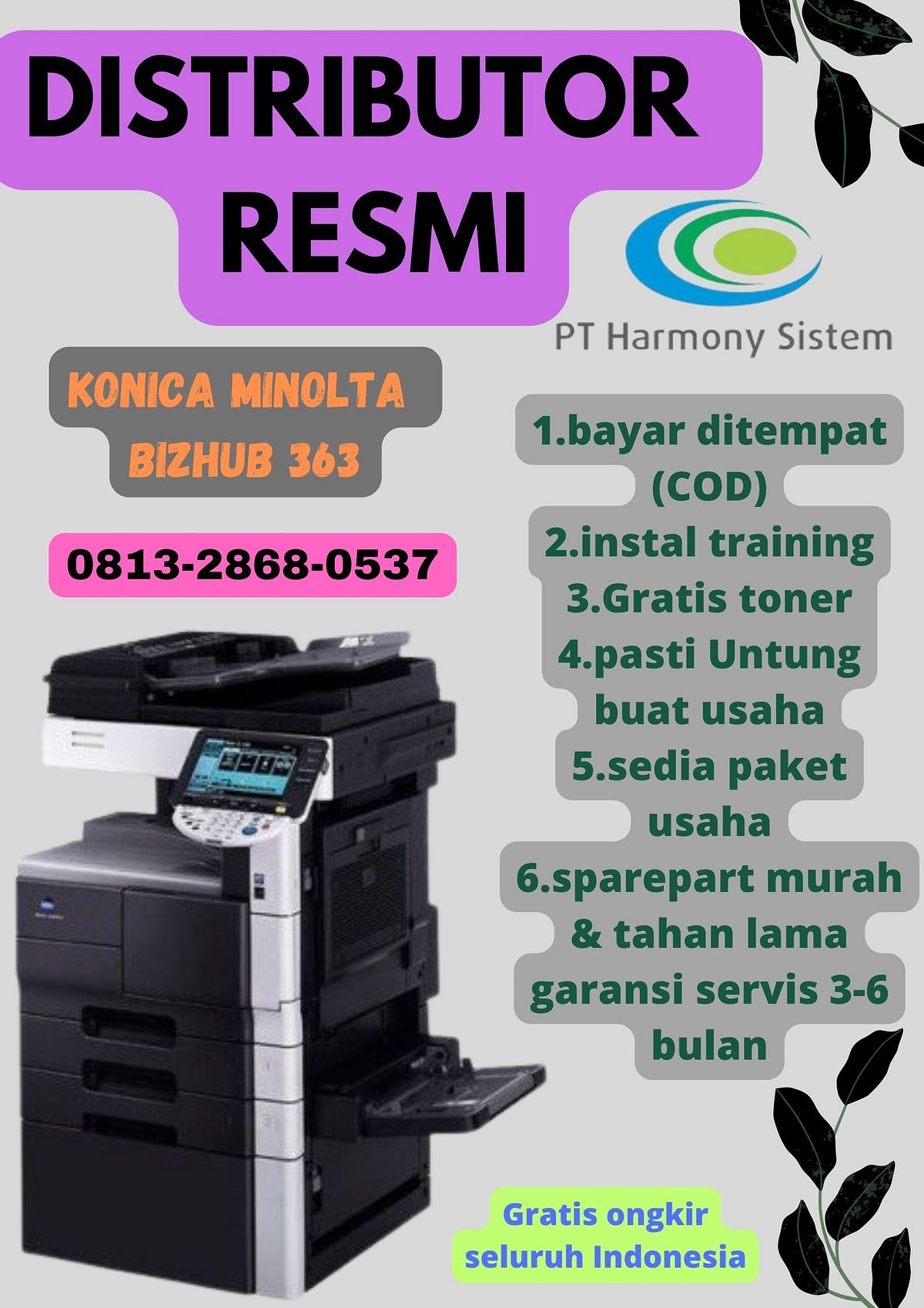 Distributor Resmi mesin fotocopy Konica Minolta 363 Cakranegara Sapta marga Mataram ...