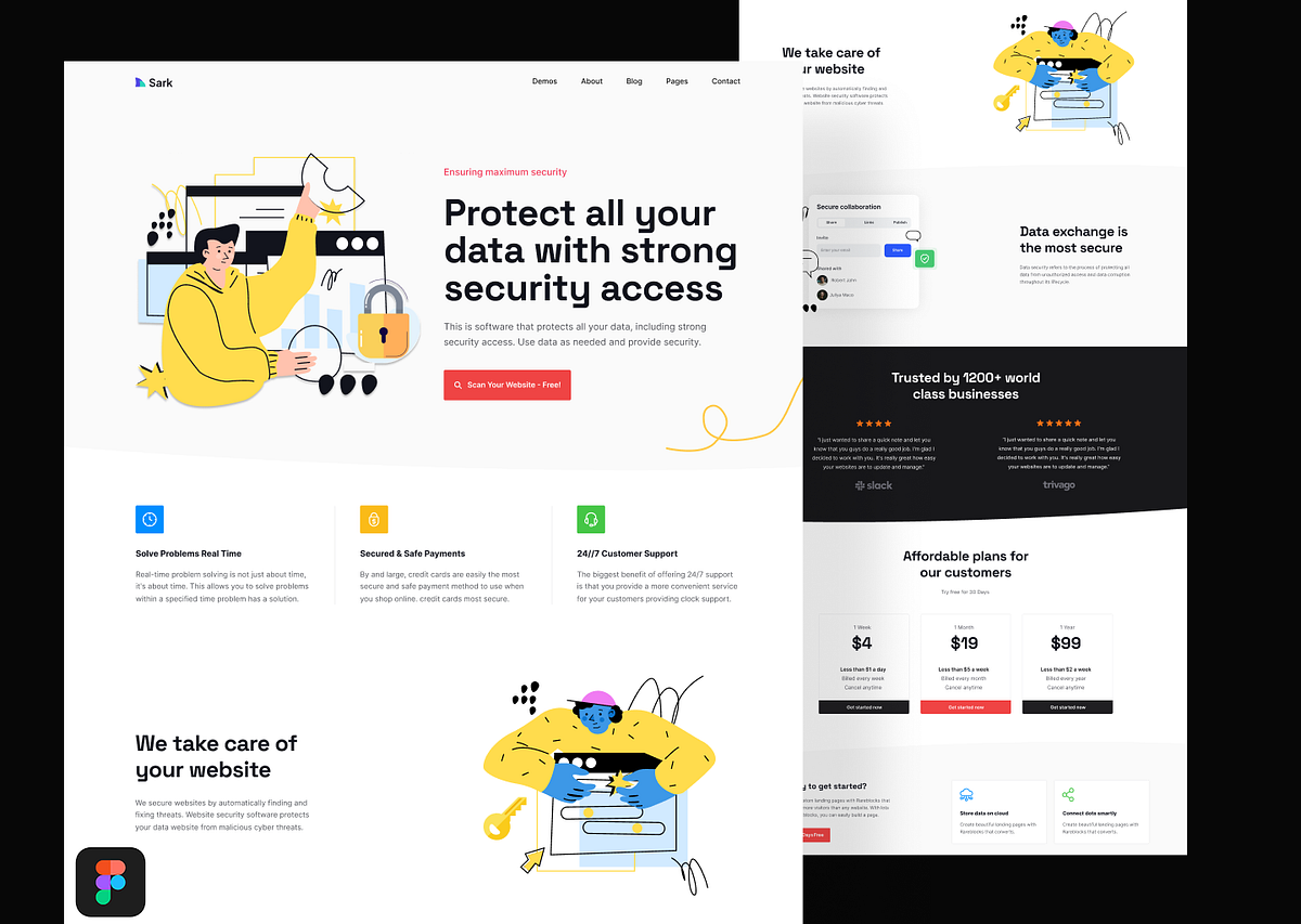 SaaS Security Landing Page UI Design In Figma From Scratch ...