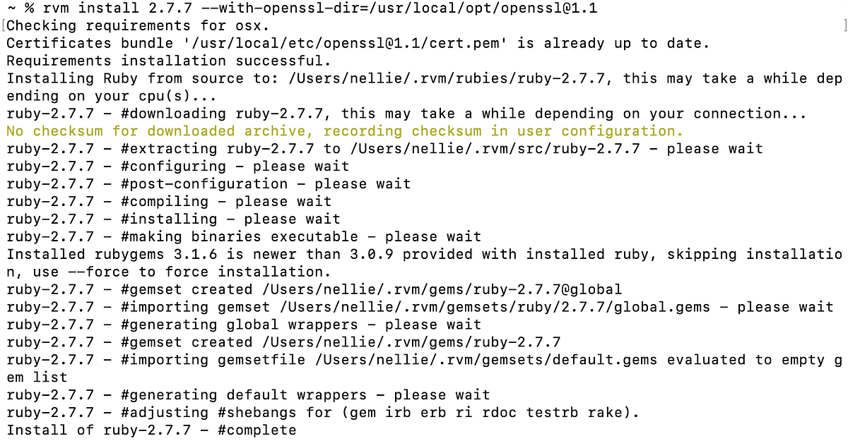 Install Ruby with RVM on an M3 Pro Mac | by Nellie McKesson | Medium