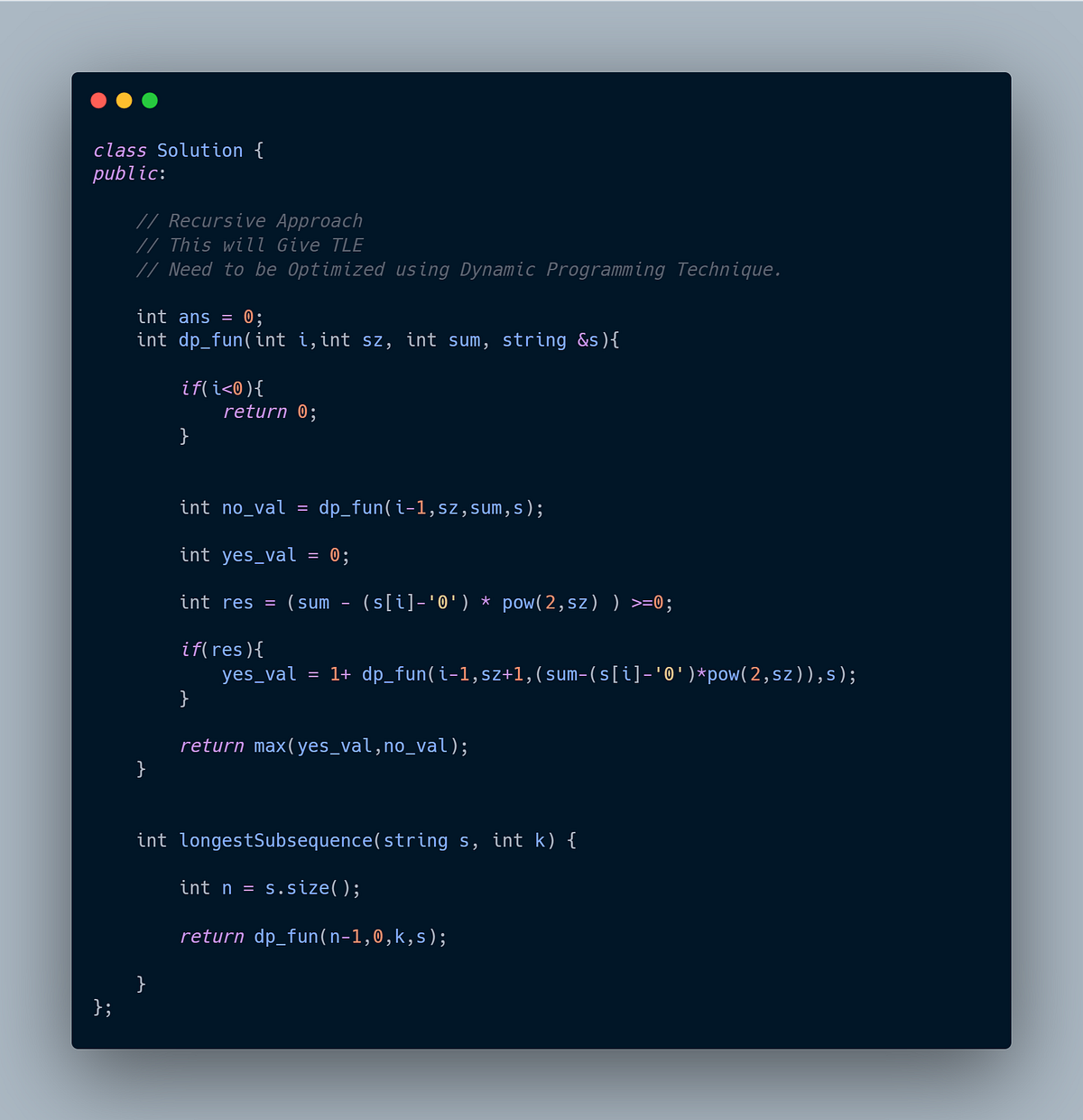DP-17:“Longest Binary Subsequence Less Than or Equal to K” | by Yash Gaherwar | Medium