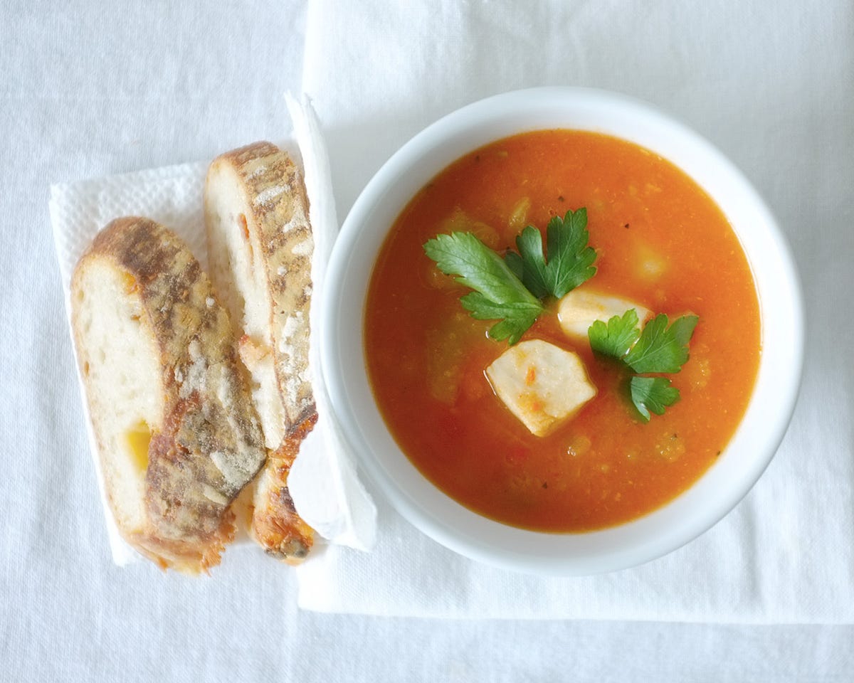 roasted red pepper chowder. with tilapia & vegetables | by crista ...