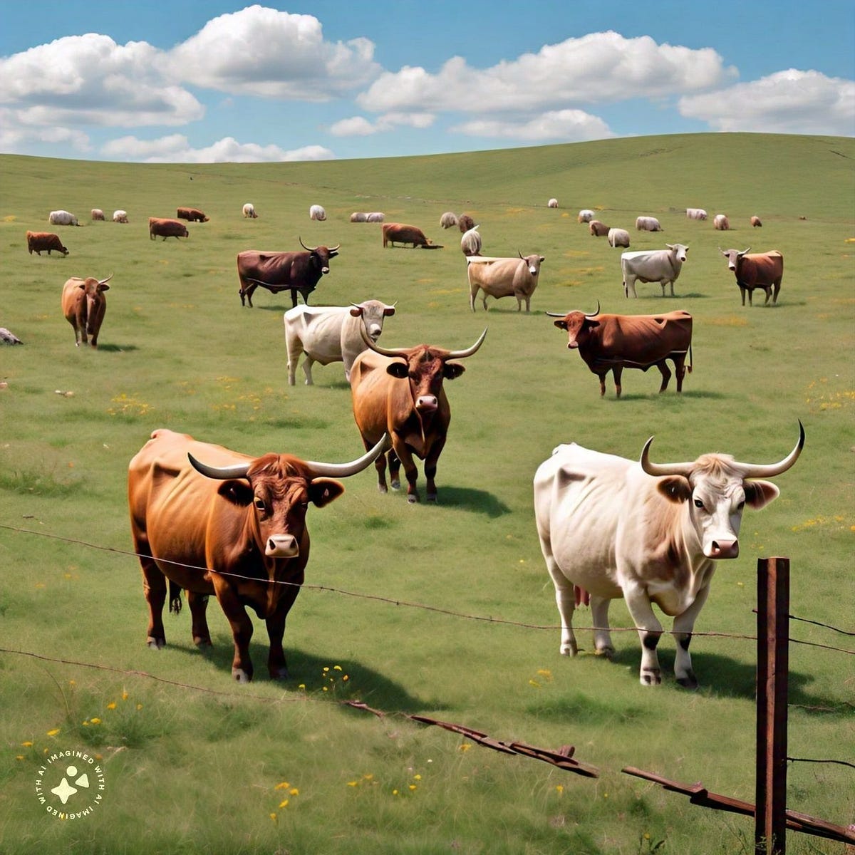 A strange cattle, with markings unlike any others, roamed the open ...
