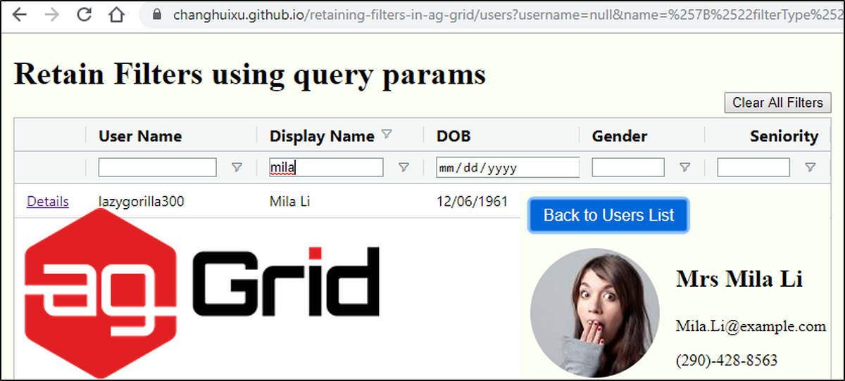 Retaining ag-Grid Filters Using Query Parameters | by Changhui Xu | JavaScript in Plain English