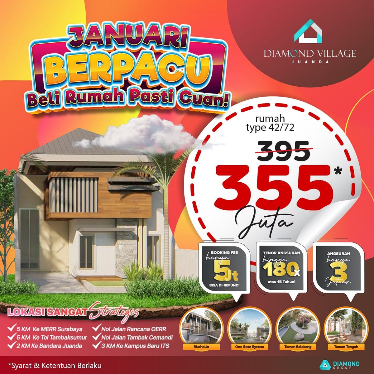 Promo,Rumah Dijual Dekat Bandara Juanda 355 Juta Diamond Village Juanda ...