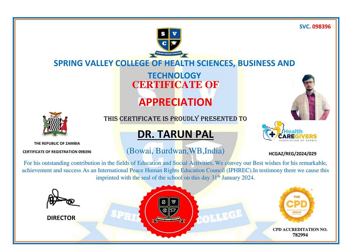 Dr. Tarun Pal Honored by Spring Valley College of Health Sciences ...