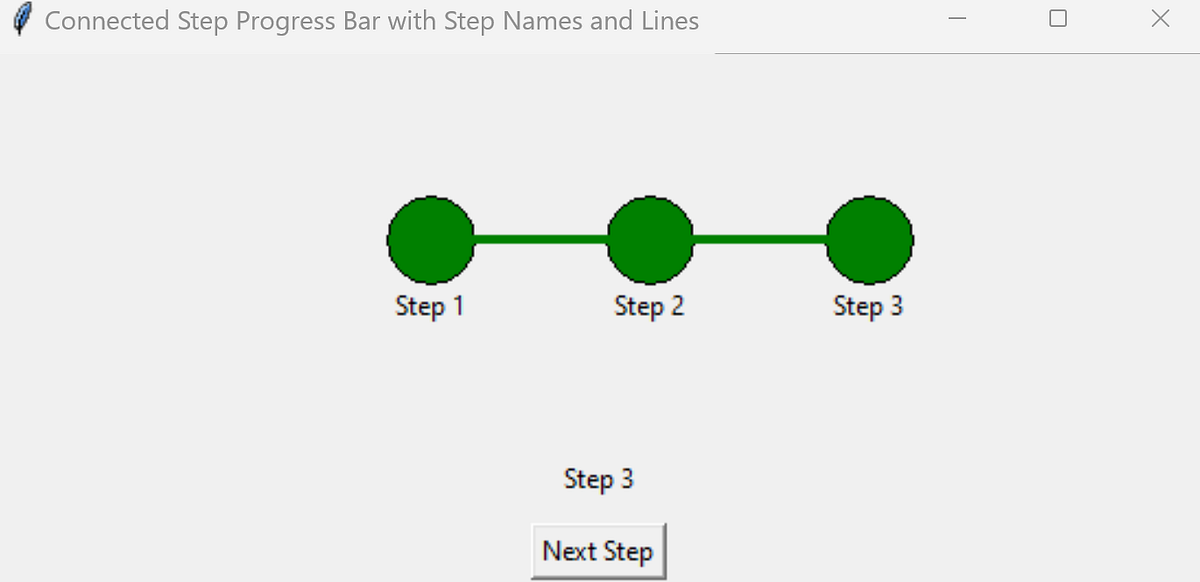 Creating a Connected Step Progress Bar with Circles and Step Names in Python tkinter | by ...