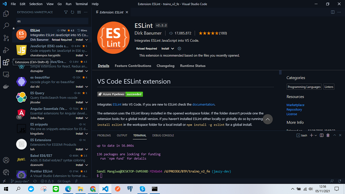 Cara format document dengan ESLint di Visual Studio Code | by Sandi Mangiwa Pongsinaran | Medium