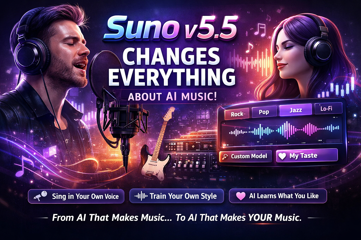 Suno Just Released v5.5 and It Changes Everything About AI Music. Now ...