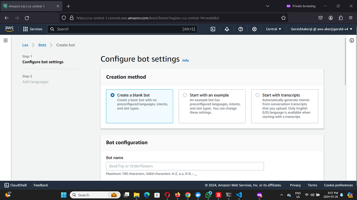BUILD A CHATBOT WITH AMAZONLEX (P1) | by Gerald Akenji | May, 2024 | Medium
