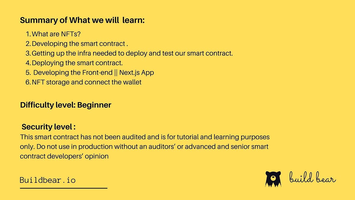 Learn how to Create, Deploy an NFT Smart Contract and Develop a Front End App in 15mins | by ...