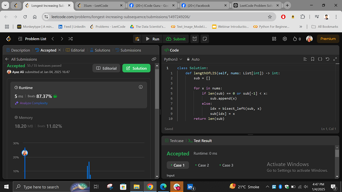 DSA | Day 9 of Google Interview Preparation | Challenge 11: Longest Increasing Subsequence | by ...