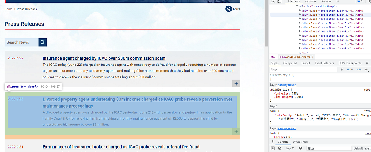 Web browser automation through Selenium and Python — NER for Press ...