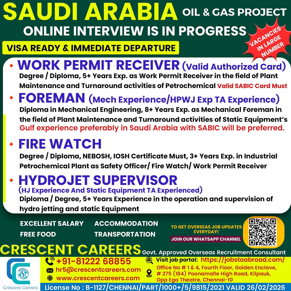WORK PERMIT RECEIVER / FOREMAN / FIRE WATCH / HYDROJET SUPERVISOR ...