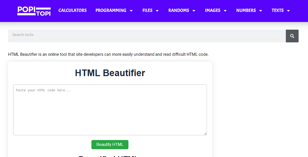 Free HTML Beautifier Online - Popitopi - Medium