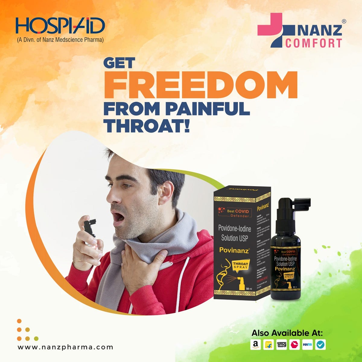 India’s Best Povidone Iodine Mouth Spray - Nanzpharma - Medium