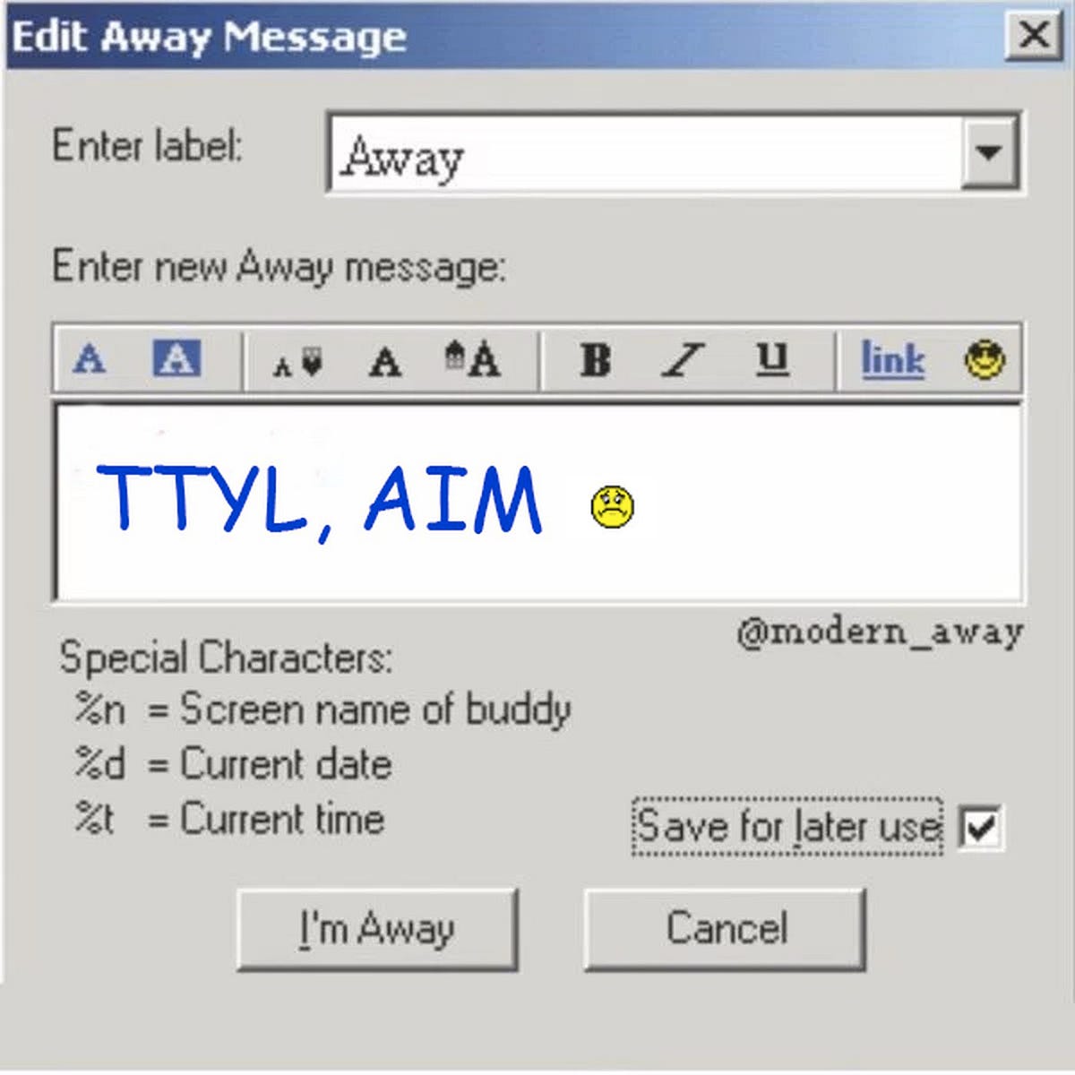 BRB, parents need the phone. AIM is gone, but not forgotten. | by Mike ...