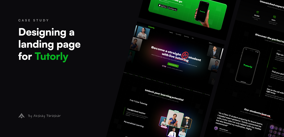 Case Study: Designing a landing page for Tutorly | by Akshay Parashar ...