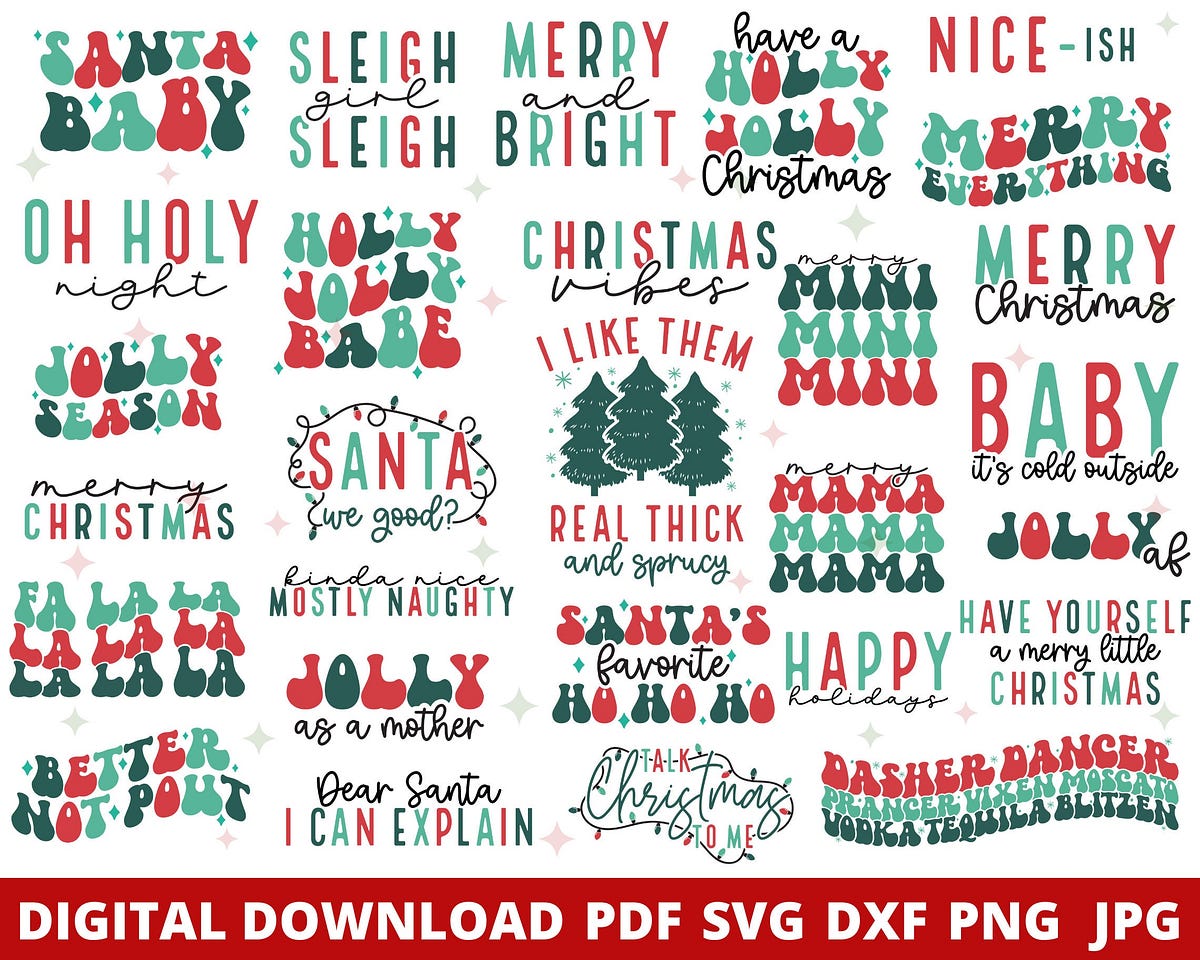 Retro Christmas SVG Bundle, Christmas Design Bundle, Christmas Svg for ...