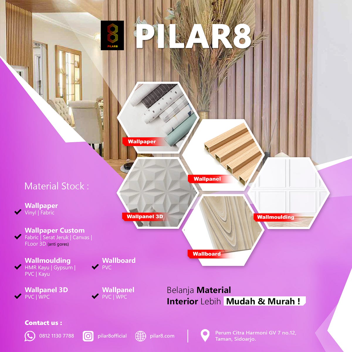 TERMURAH, WA 0812–1130–7788 Distributor 3D Wall Panel Balikpapan - Pilar 8 Distributor 3D Wall ...