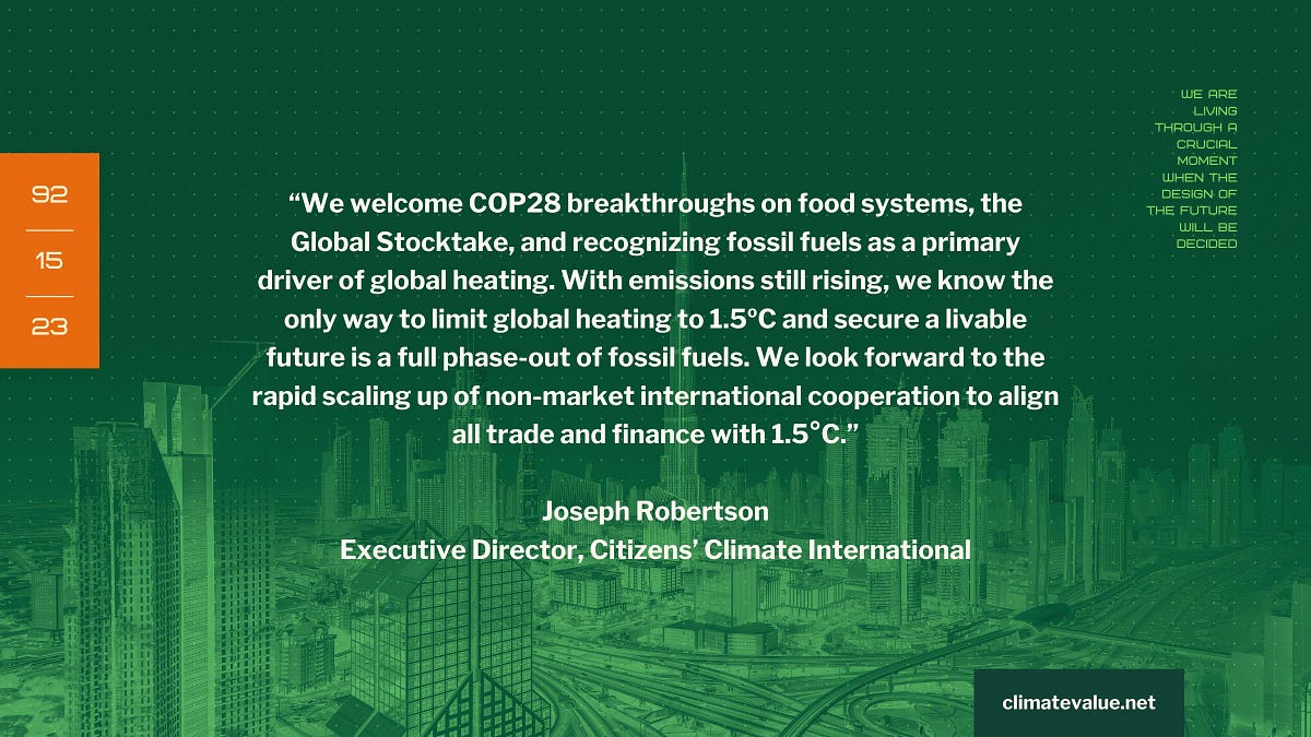 COP28 calls for transition away from fossil fuels, toward integrated climate value economy | by ...
