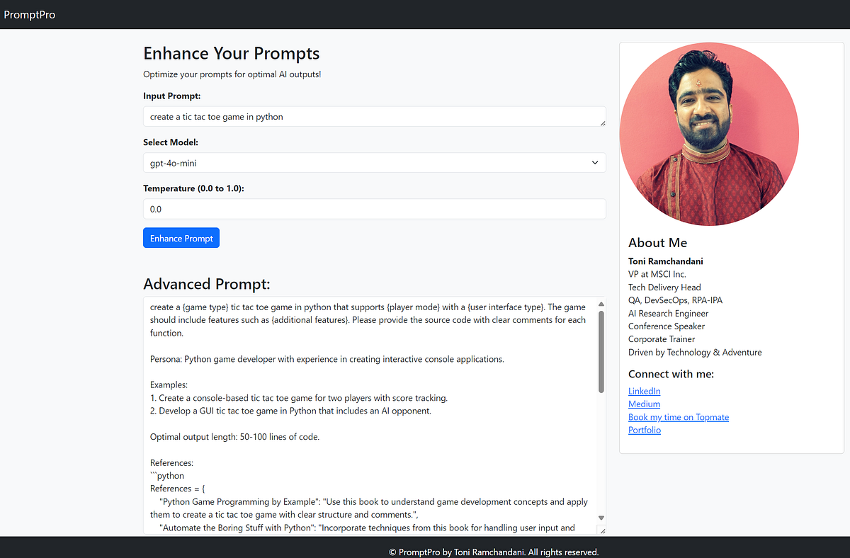 PromptPro App for generating advanced Prompts using OpenAI & Flask | by ...