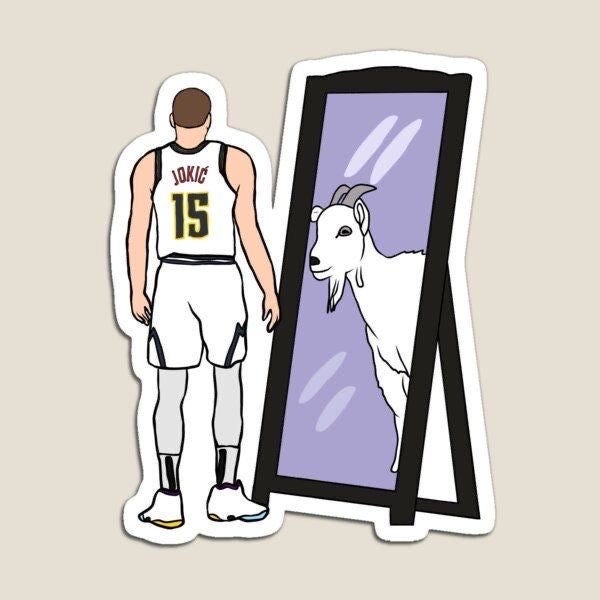 Nikola Jokic Mirror GOAT Glossy Sticker (3â€ , Water Resistant) Laptop ...