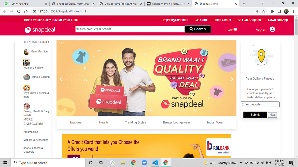 Group Project “Snapdeal Clone”. Hello everyone my name is Premkumar ...