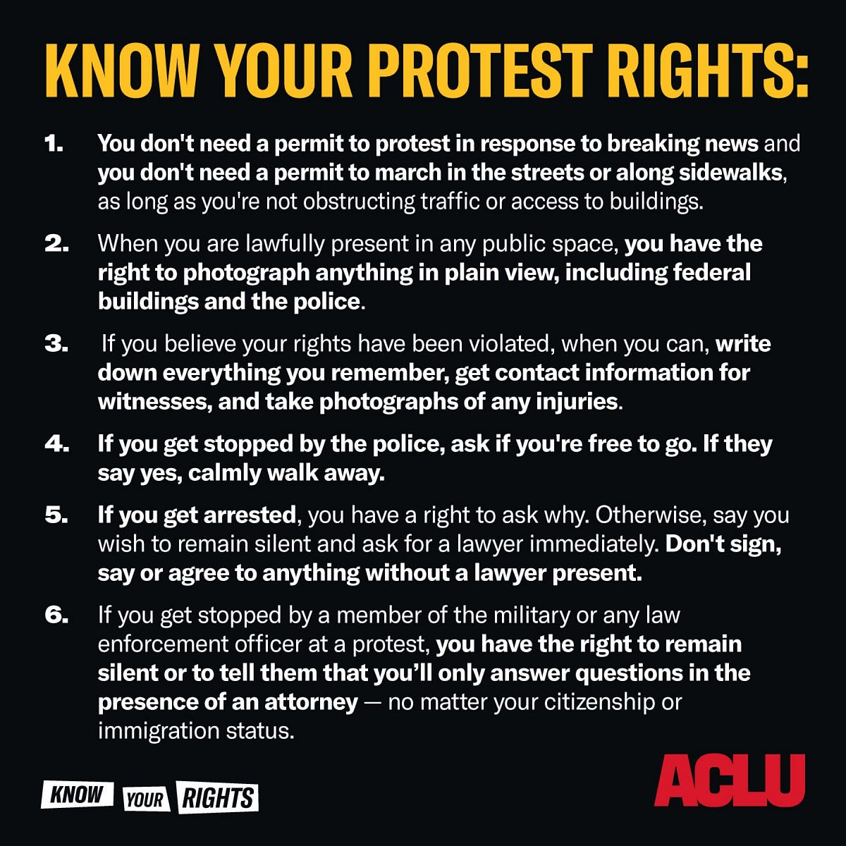 A message from the American Civil Liberties Union (ACLU) About Protest ...