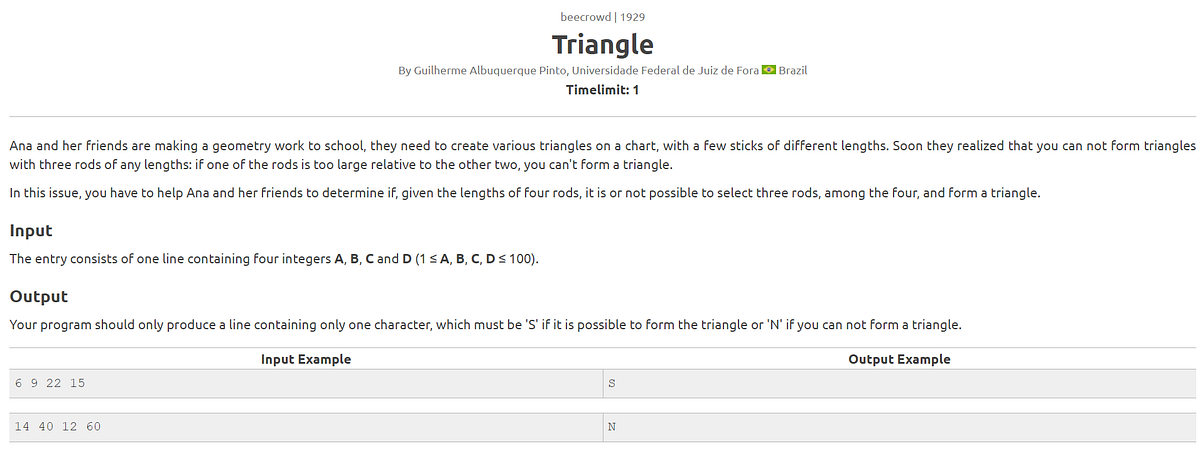 beecrowd 1929 Triangle Solution in C++ - Eya Jamue Haque - Medium
