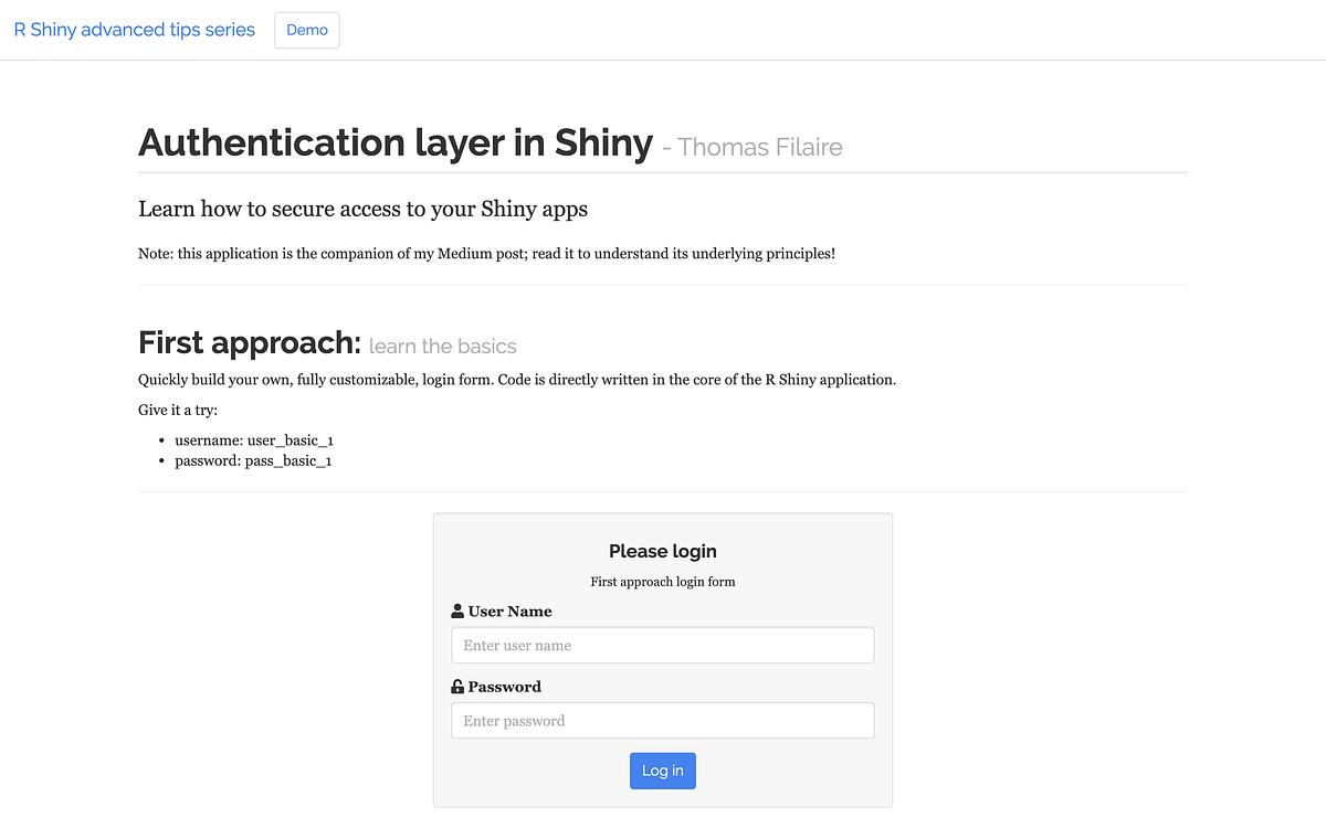 R Shiny authentication (incl. demo app) | by Thomas Filaire | TDS Archive | Medium