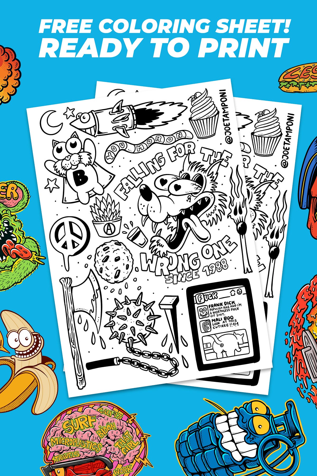 FREE Coloring page, how I kill some time yesterday. | by Joe Tamponi ...