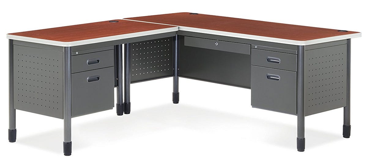 OFM Mesa Series L-Shaped Steel Office Desk with Laminate Top | by ...